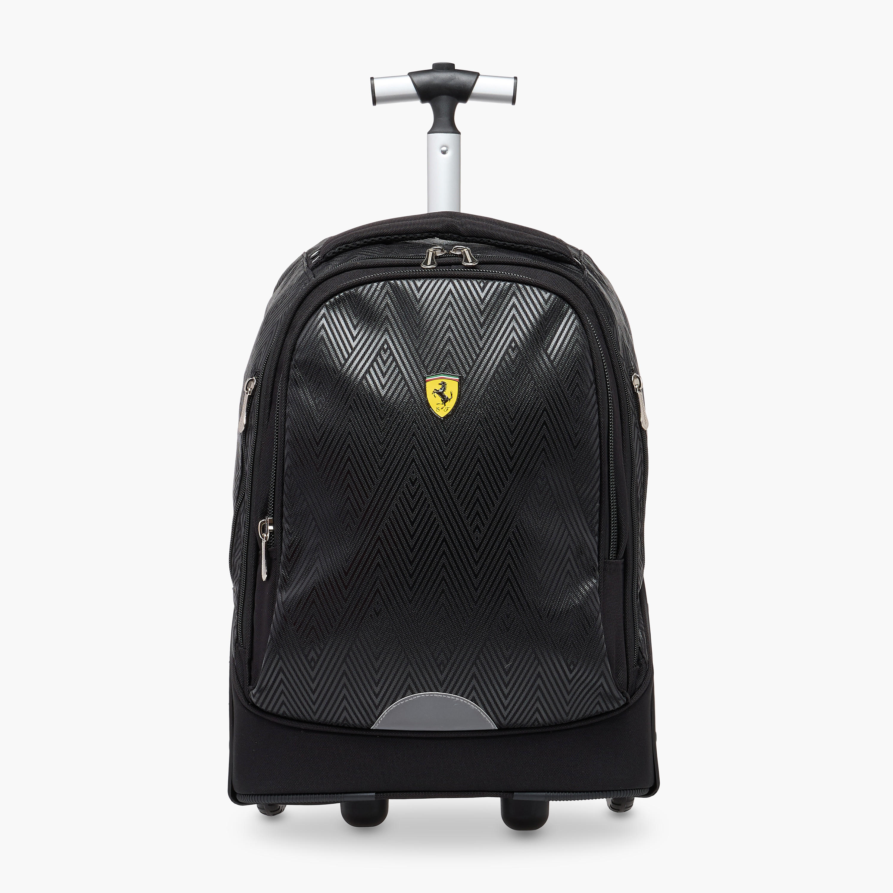 Shop Ferrari Print Trolley Bag with Retractable Handle and Zip Closure ...