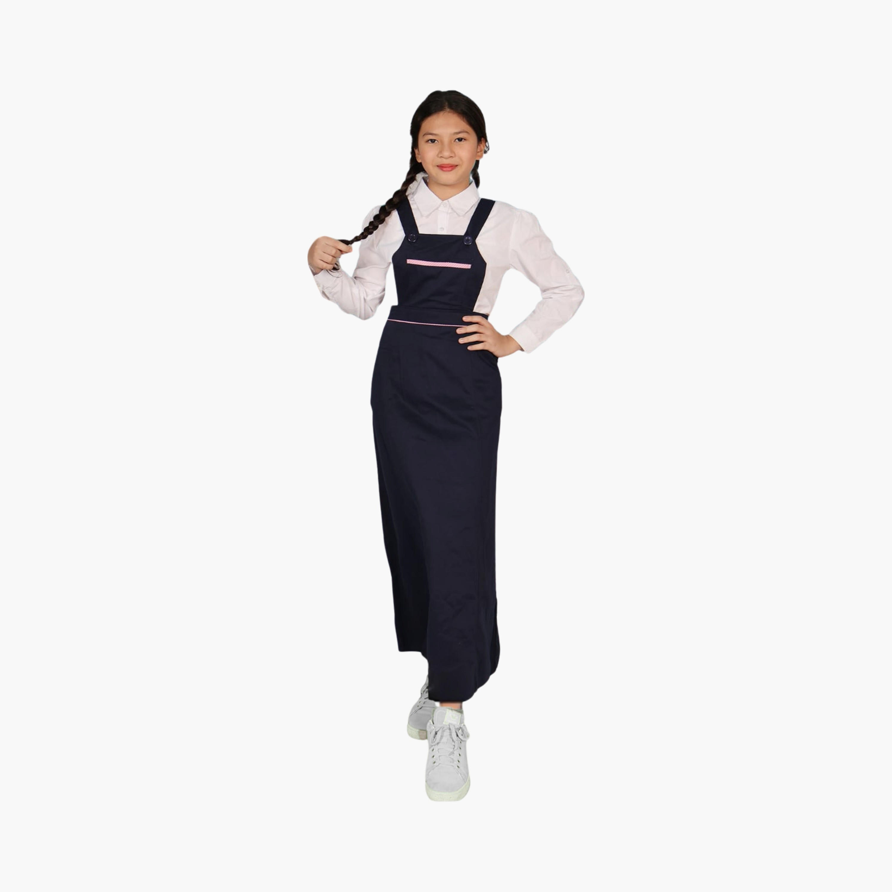 Buy My School Plain Square Cut Uniform Dress - Blue Online | Babyshop KSA